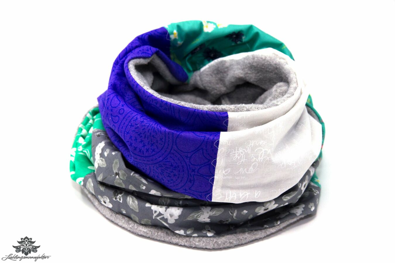 Bunte Loopschals Winter Fleece Patchwork Unikat