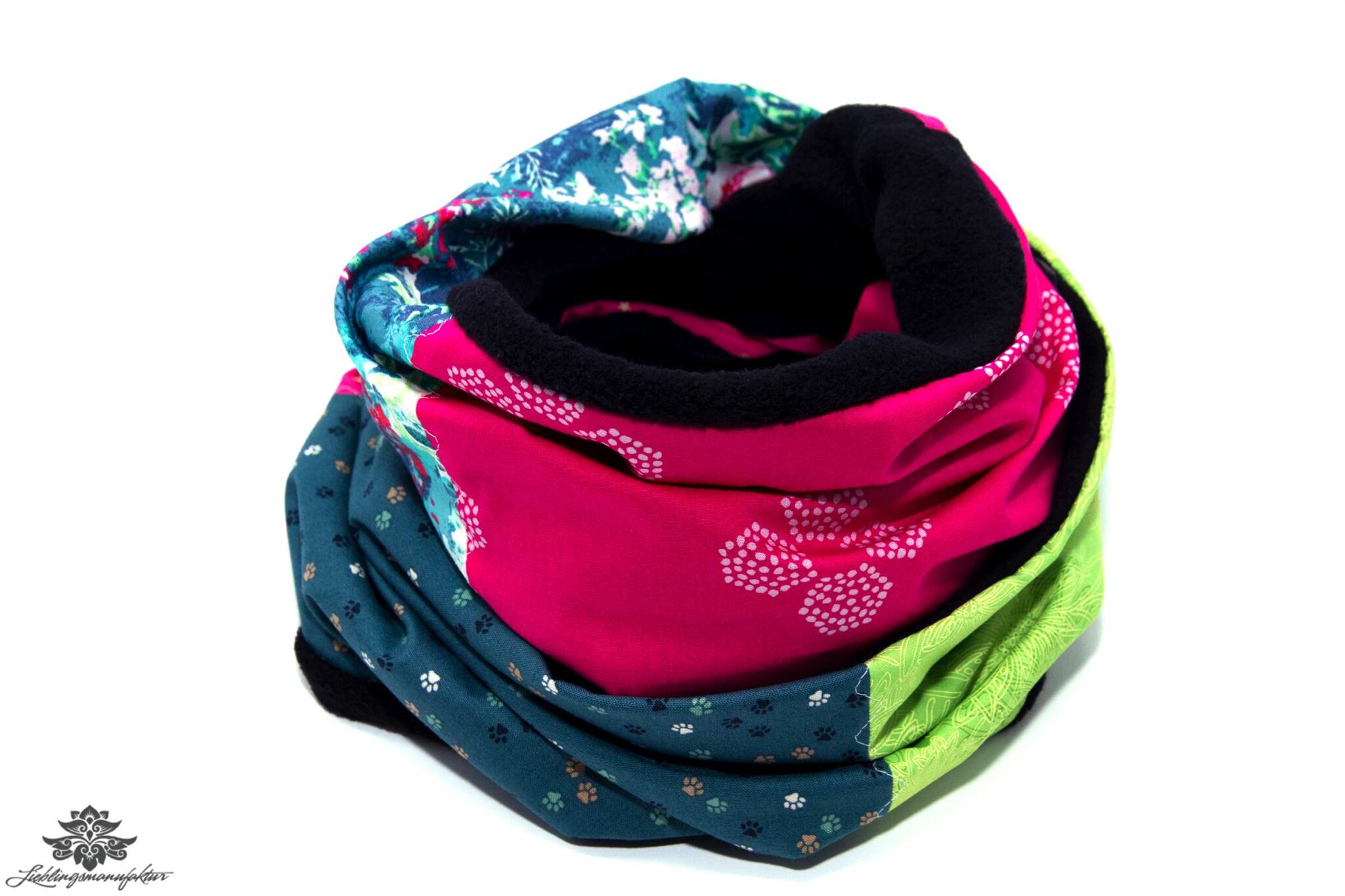 Damen Winterloop Loops Fleece Patchwork Unikat