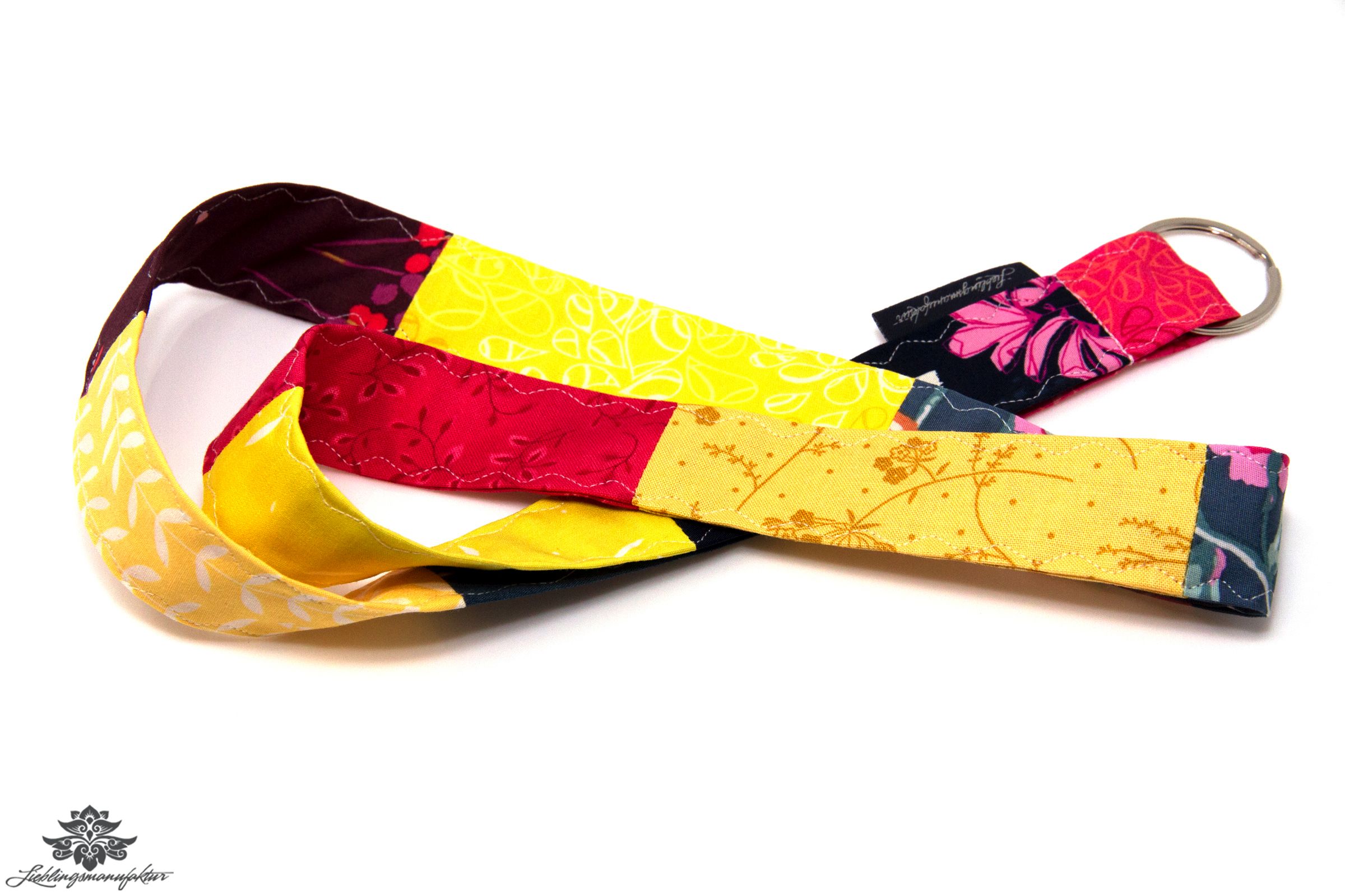 Lanyard gelb grau lang Patchwork Schlüsselband bunt