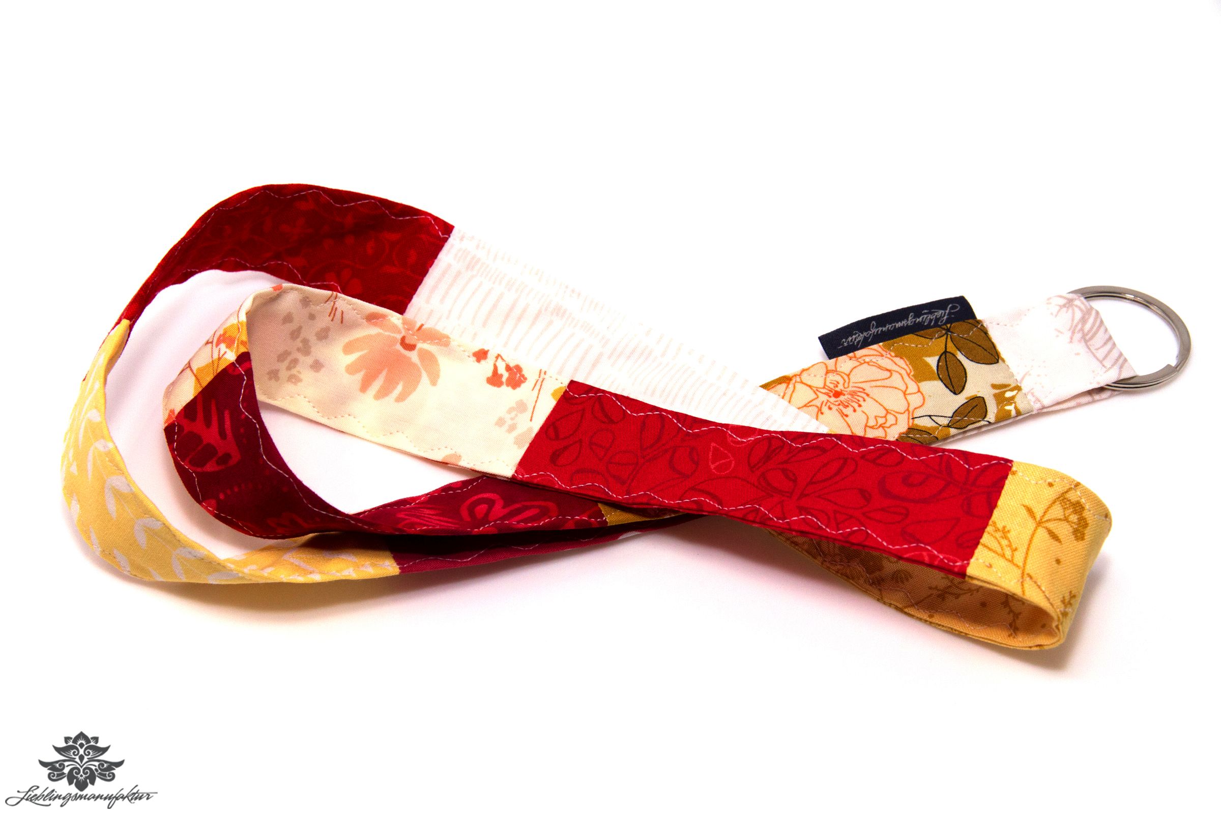 Lanyard rot lang Patchwork Schlüsselband bunt