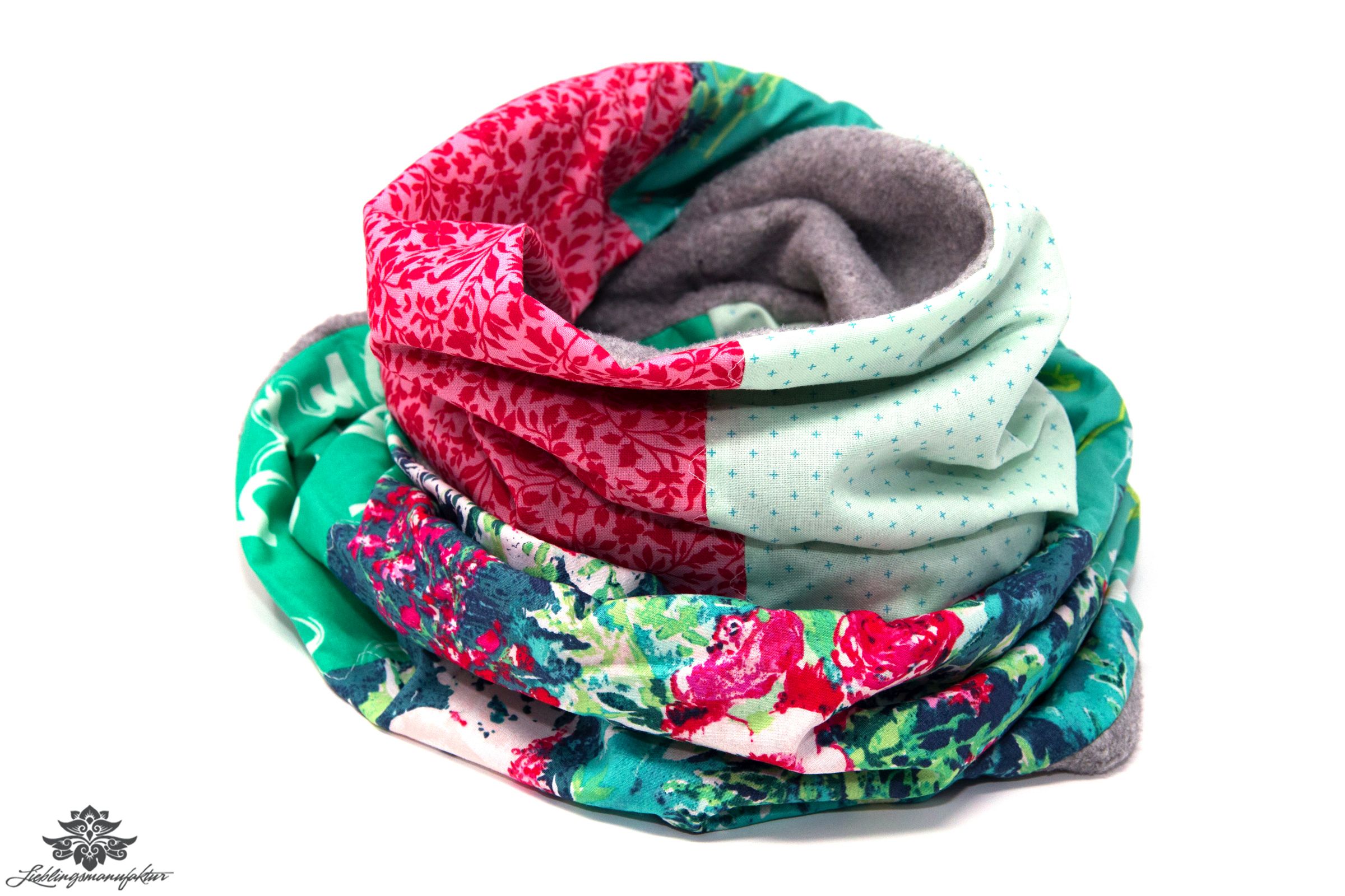 Wickelschal Fleece Loop Patchwork Winter