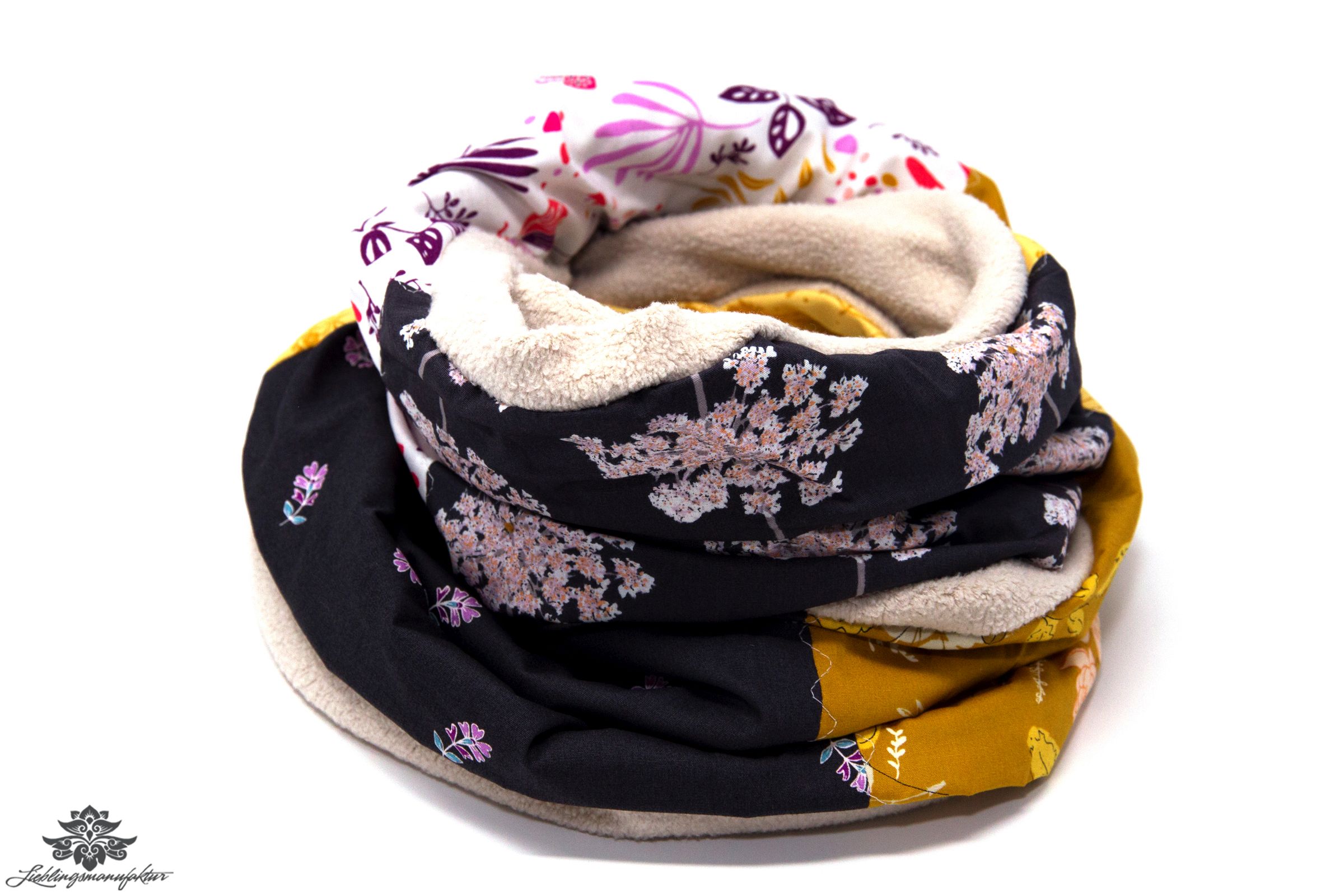 Schal bunt Damen Winter Frauen Loop Patchwork Loopschal